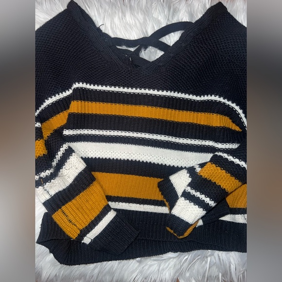 Windsor | Sweaters | Windsor Sassy Striped Lattice Back Knit Sweater L ...